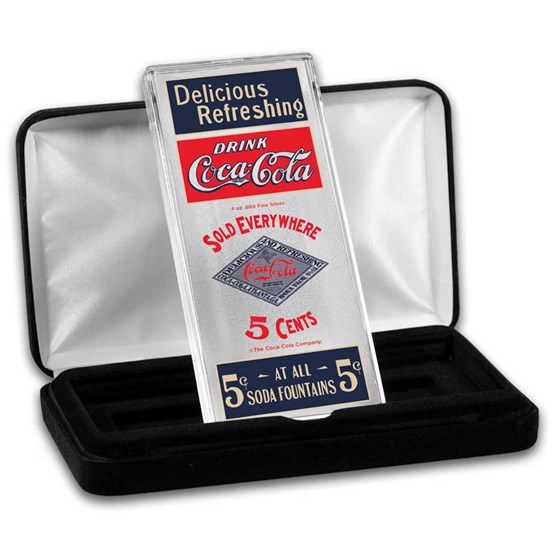 Coca-Cola® Vintage 4 oz Silver Colorized Bar w/ Box & COA #5