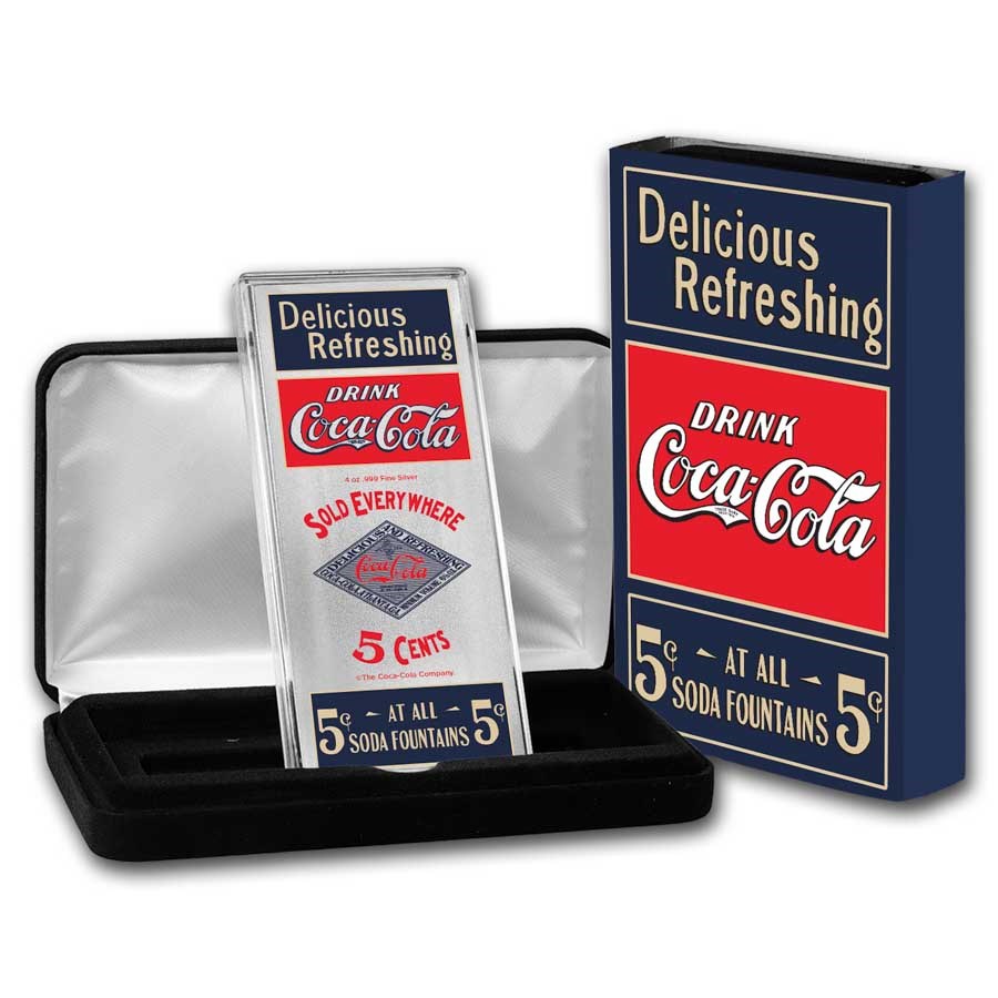Coca-Cola® Vintage 4 oz Silver Colorized Bar w/ Box & COA #5