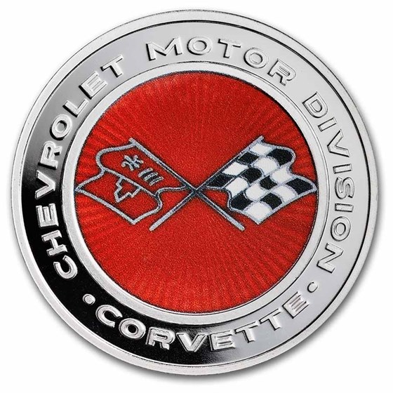 Buy Corvette 1 oz Colorized Silver Radial Emblem Flags w/ TEP | APMEX