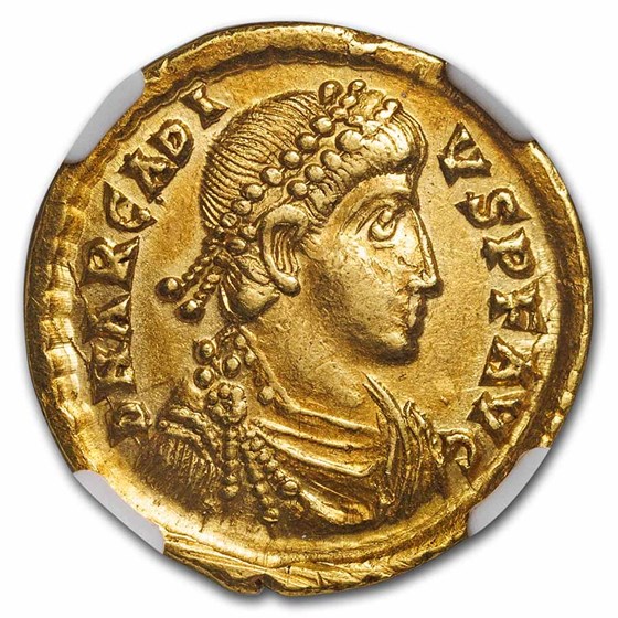 Buy Eastern Roman AV Solidus Arcadius 383-408 AD AU NGC (RIC X 67) | APMEX