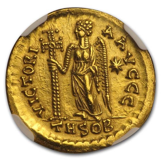 Buy Eastern Roman AV Solidus Leo I (457-474 AD) AU NGC (Thessalonica ...