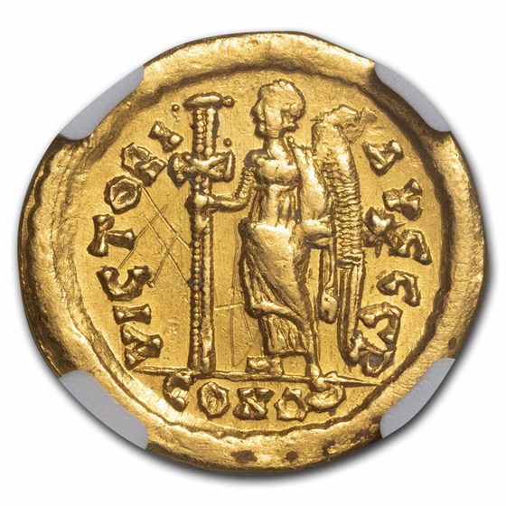 Eastern Roman AV Solidus Leo I (457-474 AD) Ch XF NGC (RIC X 605)