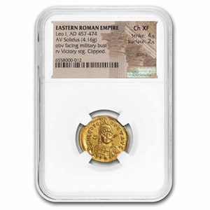 Eastern Roman AV Solidus Leo I (457-474 AD) Ch XF NGC (RIC X 605)