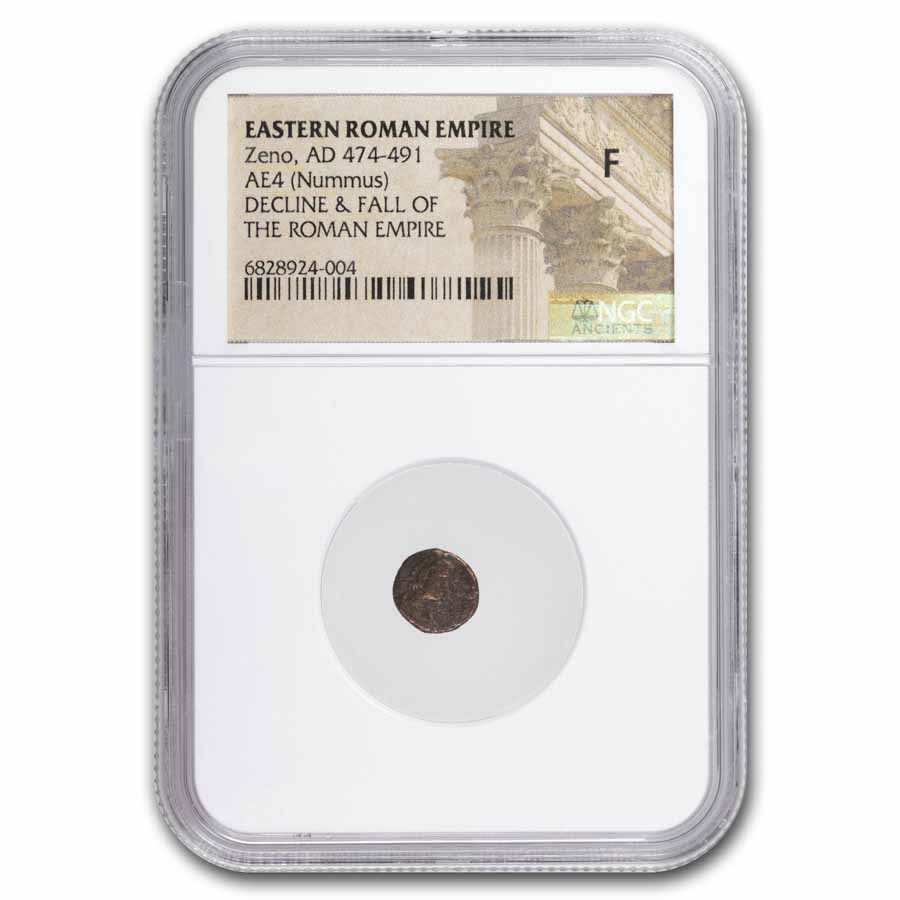 Eastern Roman Empire AE4 (Nummus) Zeno (474-491 AD) Fine NGC
