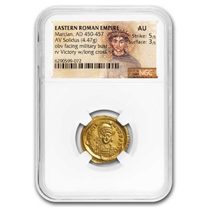 Eastern Roman Empire Gold Solidus Marcian (450-457 AD) AU NGC