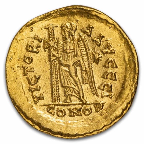 Eastern Roman Gold Solidus Leo I w/ Victory (457-474 AD) MS