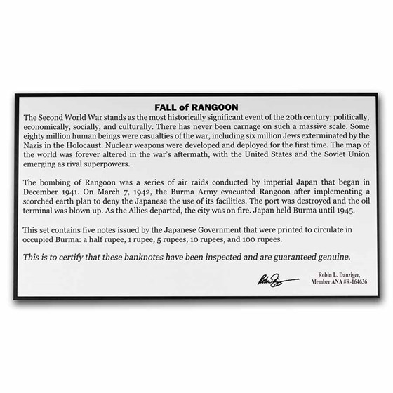 Buy Fall of Rangoon Japanese Invasion of Burma 5-Note Set | APMEX