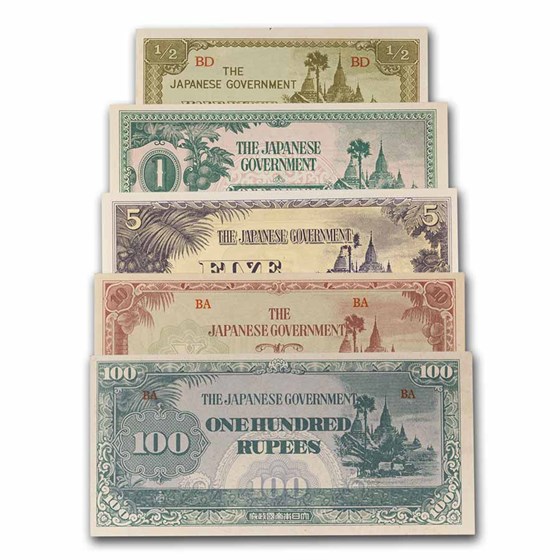 Buy Fall of Rangoon Japanese Invasion of Burma 5-Note Set | APMEX