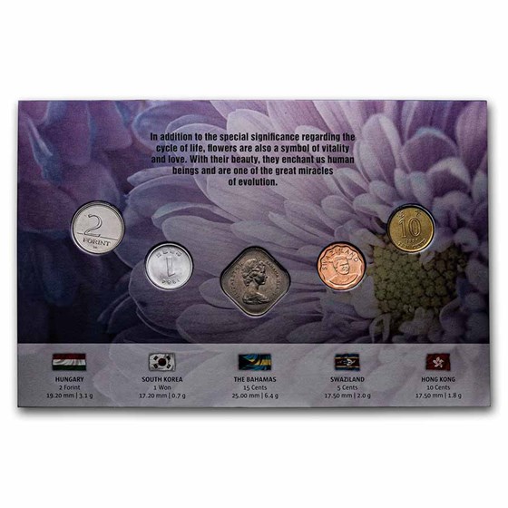 Buy Flower Coins from Around the World 5-Coin Set BU | APMEX