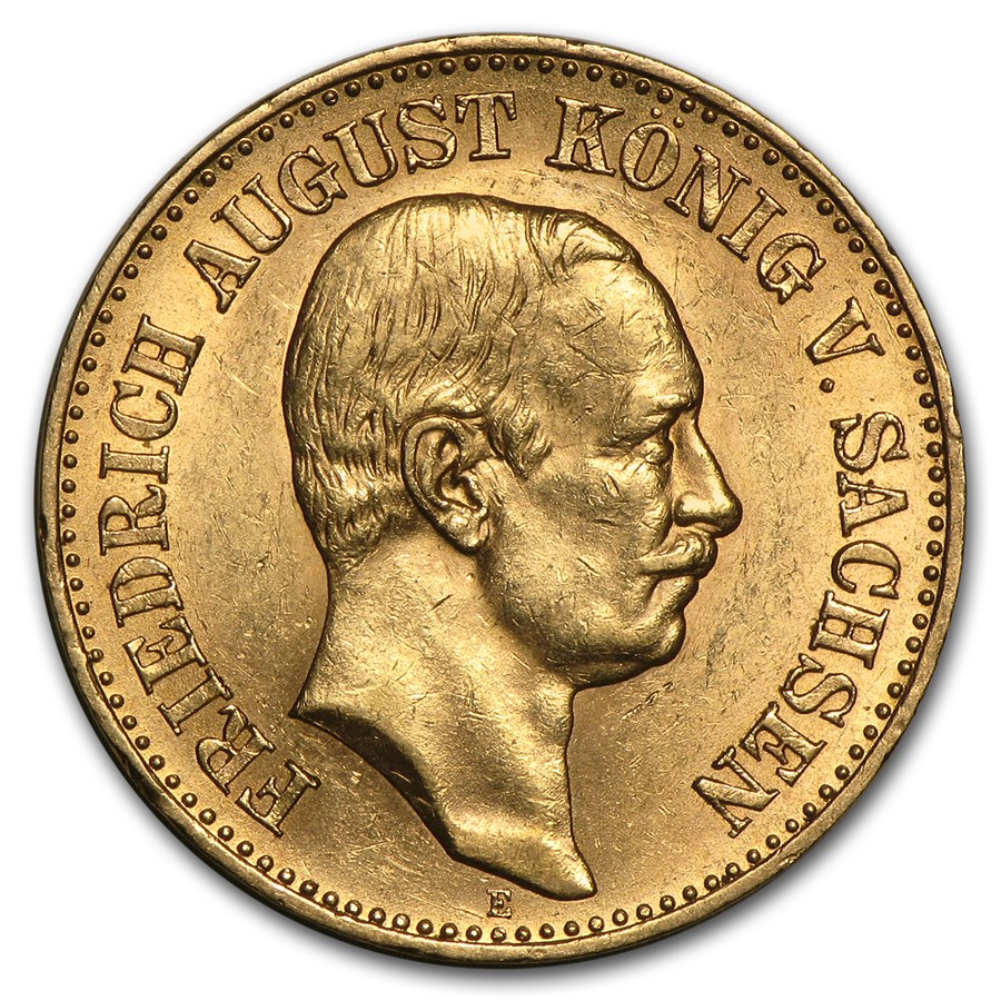 Buy Germany Gold 20 Mark Saxony Friedrich August (1905-1914) Avg Circ ...