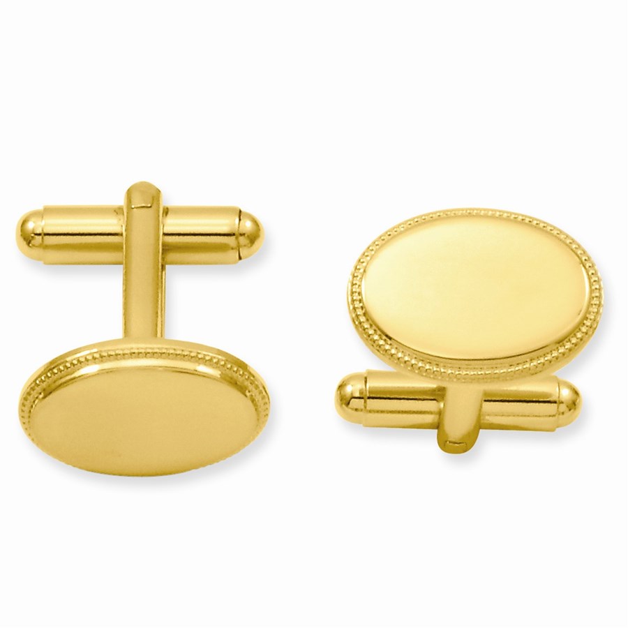Buy Gold-plated Oval Beaded Cuff Links | APMEX