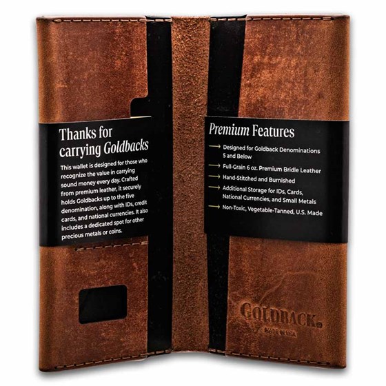 Buy The Wayfarer Goldback Leather Wallet (Brown) | APMEX