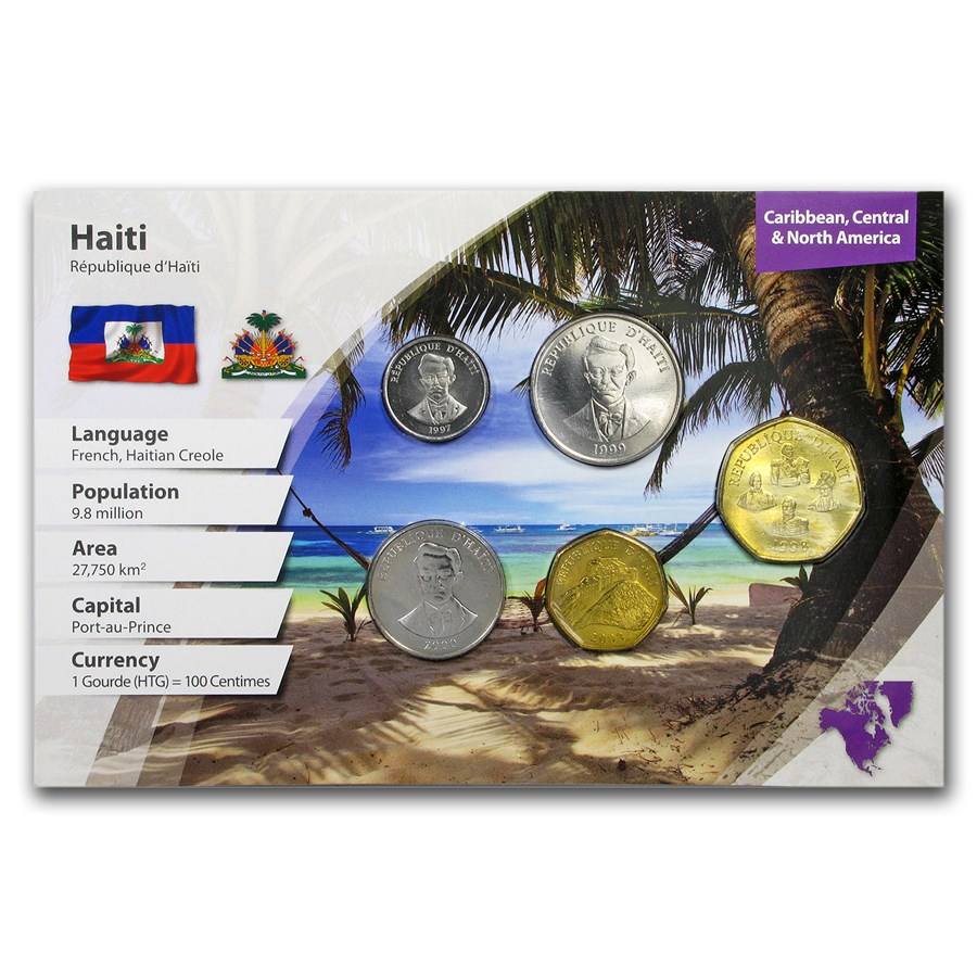 Buy Haiti 5 Cents - 5 Gourdes 5-Coin Set BU (Landscape Packaging) | APMEX