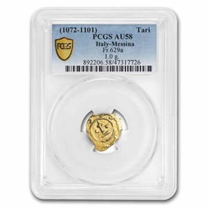 Italy-Messina Gold Tari (1072-1101 AD) AU-58 PCGS (Crusades)