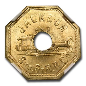 Jackson and Sub St R.R Token, Jackson TN. MS-65 NGC (Atwood-375b)