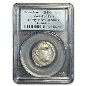 Jerusalem, Tyre Silver Shekel (20 BC - AD 55) PCGS Genuine