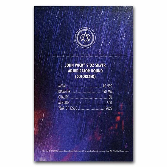 Buy John Wick 2 oz Silver Adjudicator Round (Gilded, Black) | APMEX