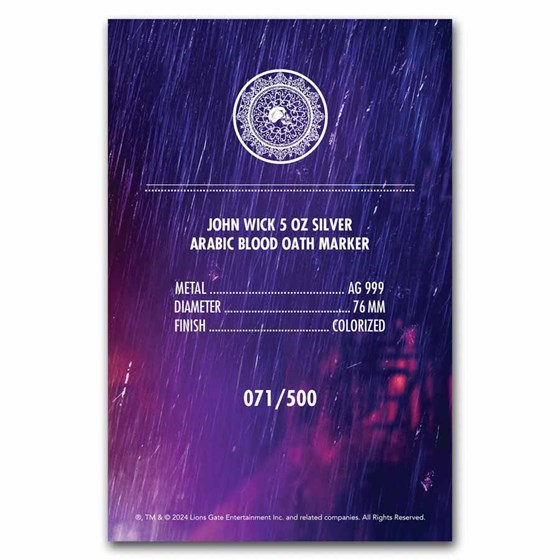 Buy John Wick 5 oz Silver Arabic Blood Oath Marker | APMEX