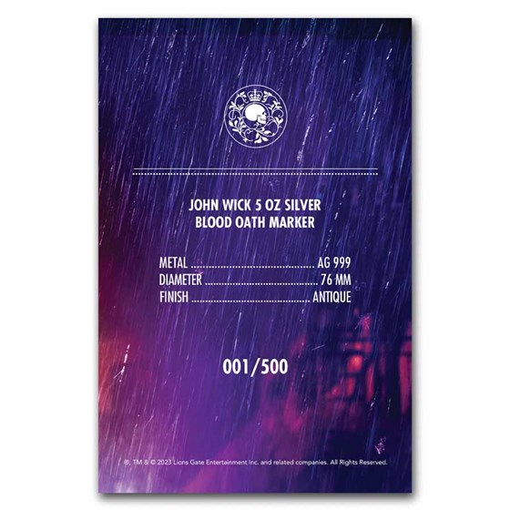 Buy John Wick 5 oz Silver Blood Oath Marker (Box/COA) | APMEX