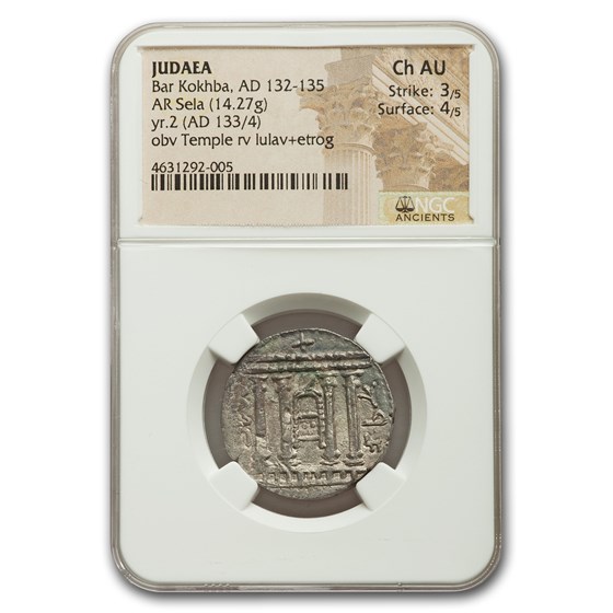 Buy Judaea AR Sela Bar Kokhba (132-135 AD) Ch AU NGC | APMEX