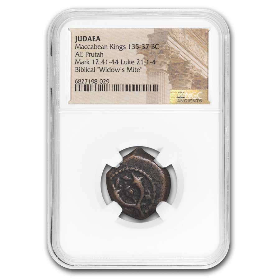 Judaea Widow's Mite Maccabean Kings 135-37 BC NGC (Mark 12:41-44)