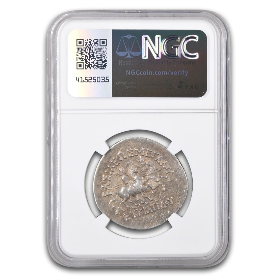Kingdom of Bactria AR Tetradrachm (170-145 BC) Ch VF NGC (5/2)