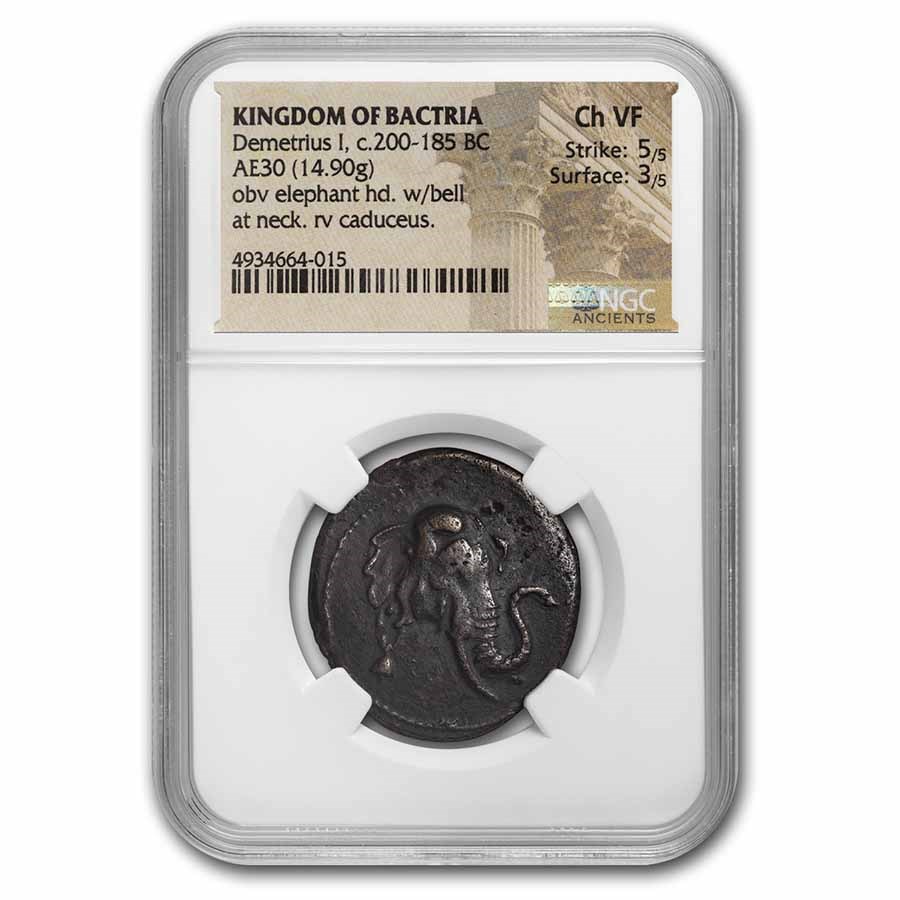 Buy Kingdom of Bactria Demetrius I AE 30 (200-185 BC) Ch VF NGC | APMEX