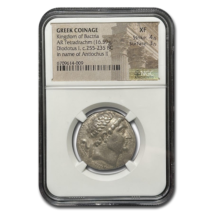 Kingdom of Bactria Diodotus I Tetradrachm (255-235 BC) XF NGC