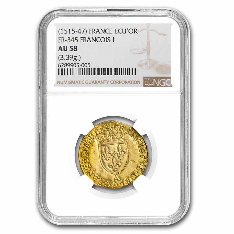 Buy Kingdom of France AV Ecu d'Or (1515-47 AD) AU-58 NGC (Fr-345) | APMEX