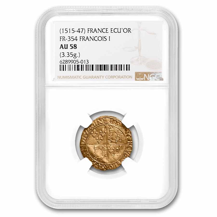 Buy Kingdom of France AV Ecu d'Or (1515-47 AD) AU-58 NGC (Fr-354) | APMEX