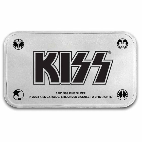 KISS 1 oz Silver Newsprint Characters Colorized Bar