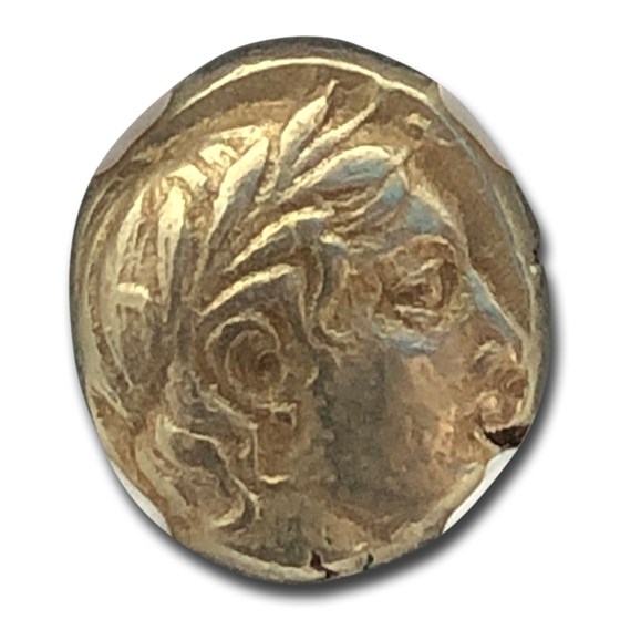 Buy Lesbos, Mytilene EL Hecte Apollo/Ram Heads (454-427 BC) AU NGC | APMEX