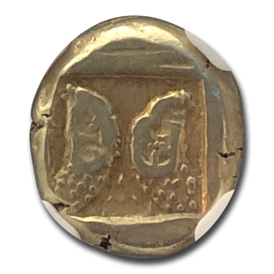 Buy Lesbos, Mytilene EL Hecte Apollo/Ram Heads (454-427 BC) AU NGC | APMEX