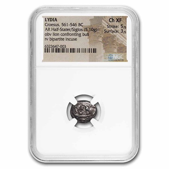 Buy Lydian Silver Half-Stater/Siglos Croesus (561-546 BC) Ch XF NGC | APMEX