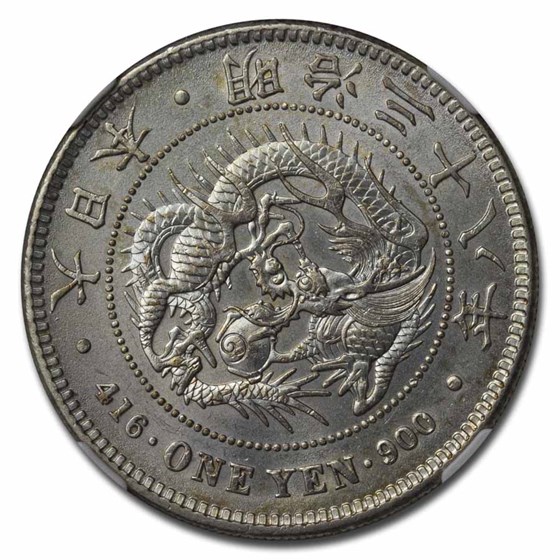 Buy M38 (1905) Japan 1 Yen Meiji Era MS-62 NGC | APMEX