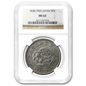 Buy M38 (1905) Japan 1 Yen Meiji Era MS-62 NGC | APMEX