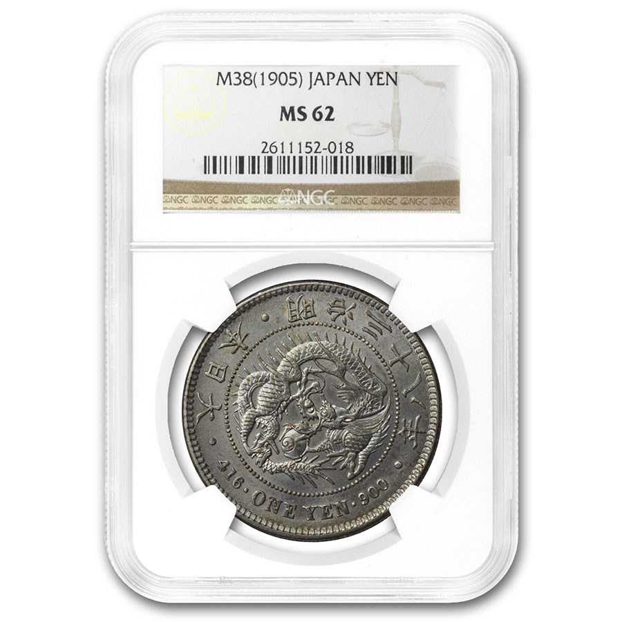 Buy M38 (1905) Japan 1 Yen Meiji Era MS-62 NGC | APMEX