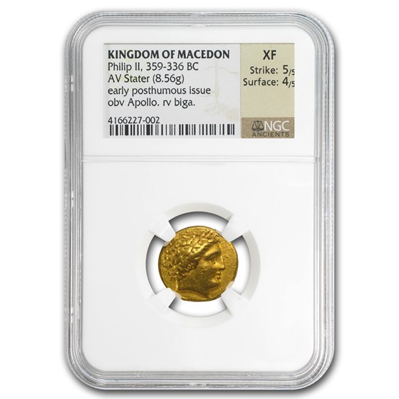Buy Macedonia Gold Stater of Philip II XF NGC (359-336 BC) | APMEX