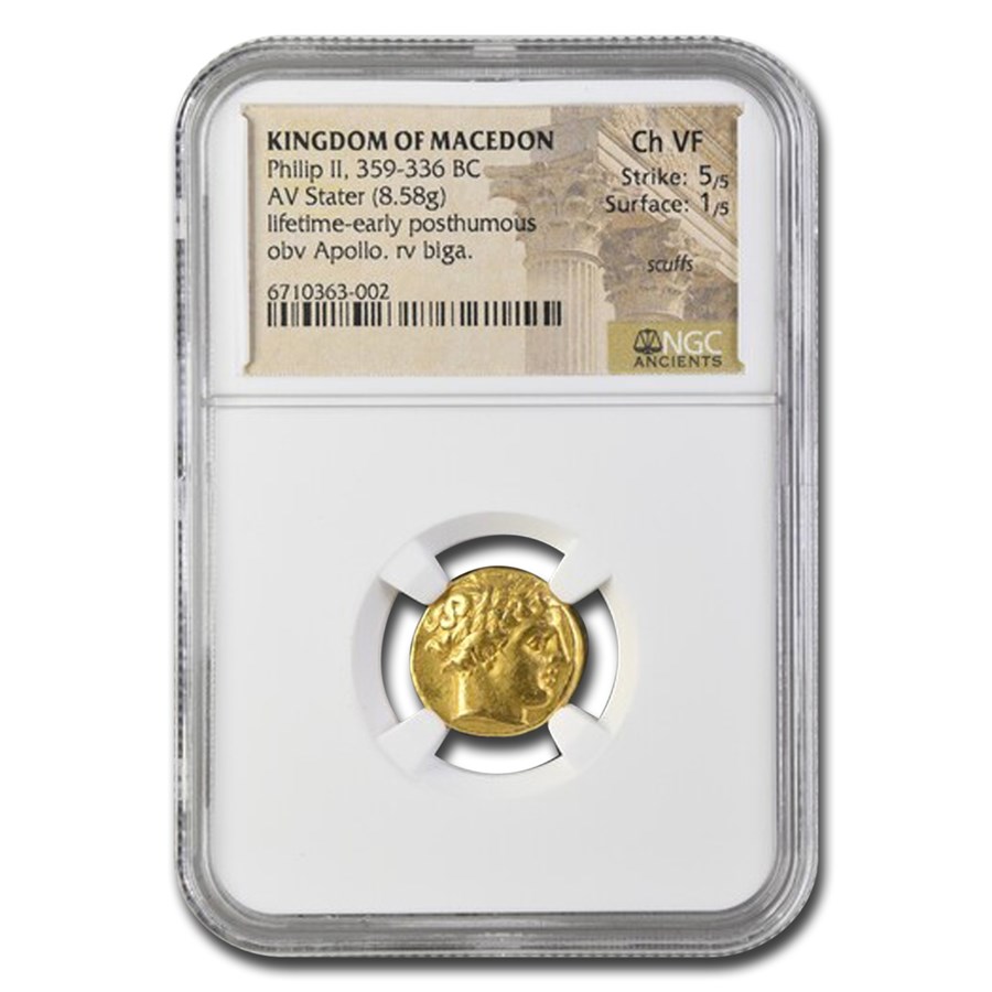 Macedonia Gold Stater Phillip II (359-336 BC) Ch VF NGC