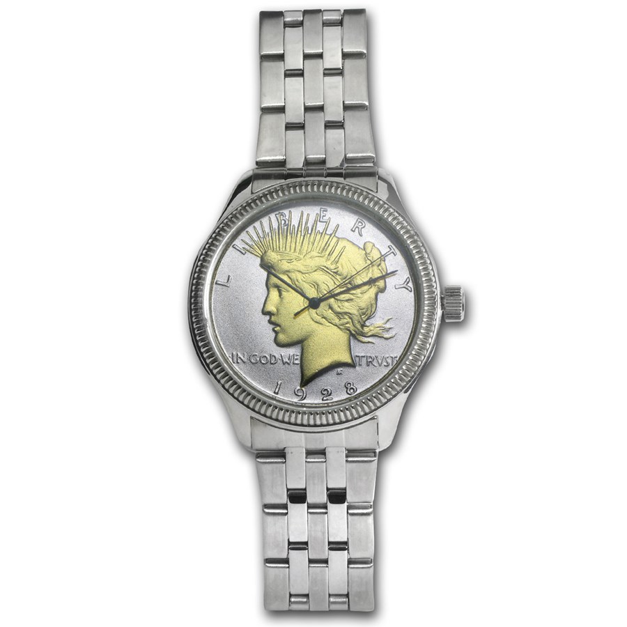 Buy Men's Peace Dollar Watch - Stainless Steel Bracelet (Gilded) | APMEX