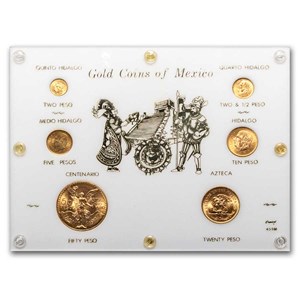 Mexico 6-Coin Gold Type Set BU (Aztec Caoital Plastic)
