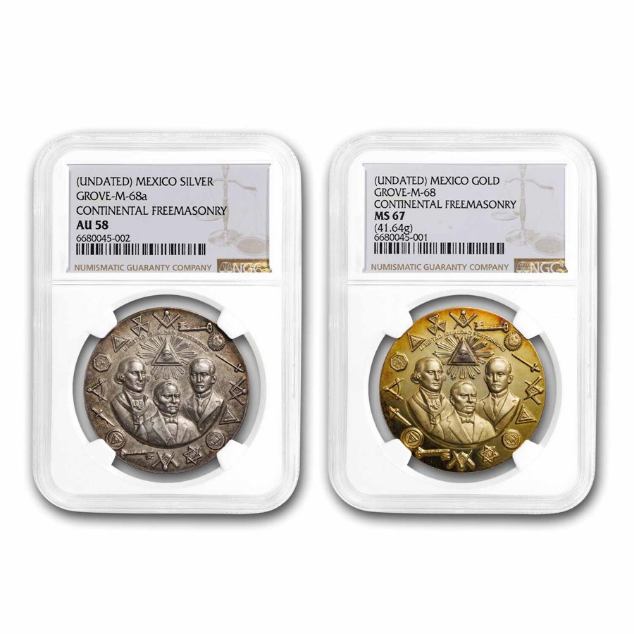 Buy Mexico Gold Medallic Set Continental Freemasonry NGC (Grove-M 68 ...