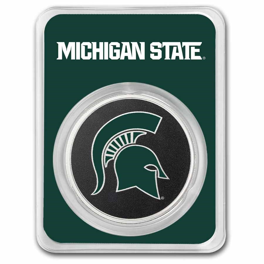 Buy Michigan State Uni 1 oz Silver Colorized Round | APMEX