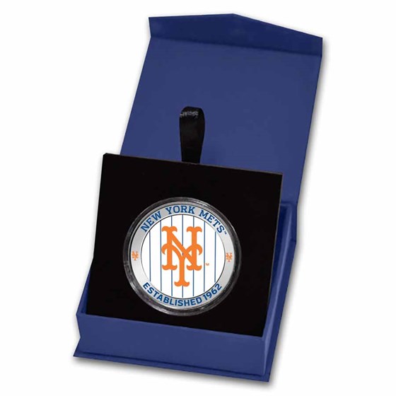 MLB New York Mets 1 oz Silver Colorized Round (w/ Box)