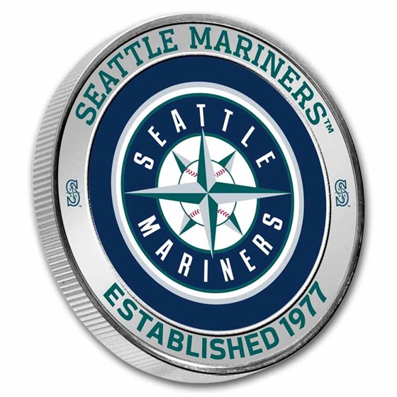 MLB Seattle Mariners 1 oz Silver Colorized Round (w/ Box)
