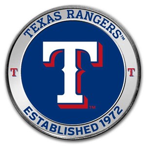MLB Texas Rangers 1 oz Silver Colorized Round (w/ Box)