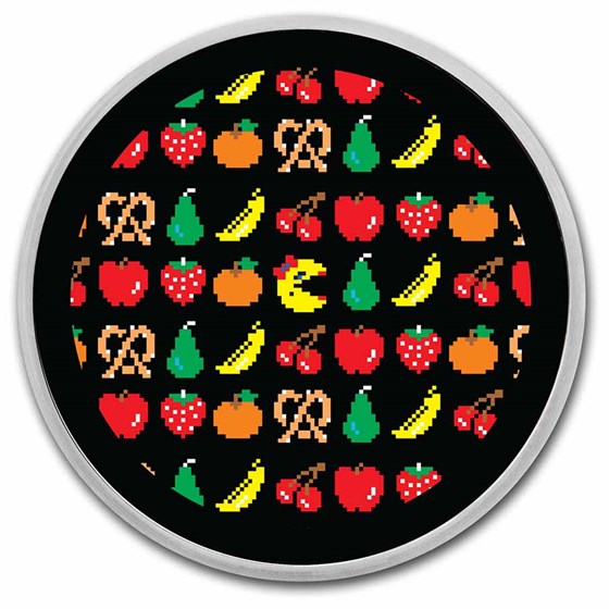 Buy Ms.PAC-MAN™ Pixel Pattern 1 oz Colorized Silver Round | APMEX
