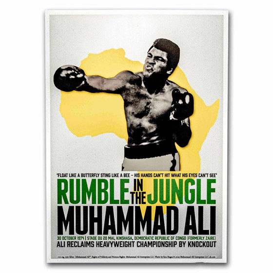 Muhammad Ali "Rumble In The Jungle" Silver Poster w/ Frame