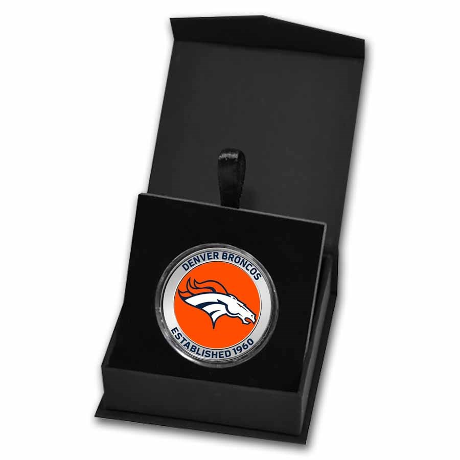 NFL Denver Broncos 1 oz Silver Colorized Round (w/Box)