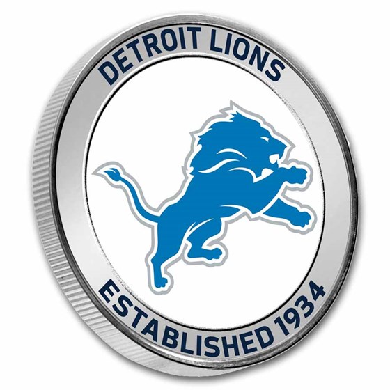 NFL Detroit Lions 1 oz Silver Colorized Round (w/Box)